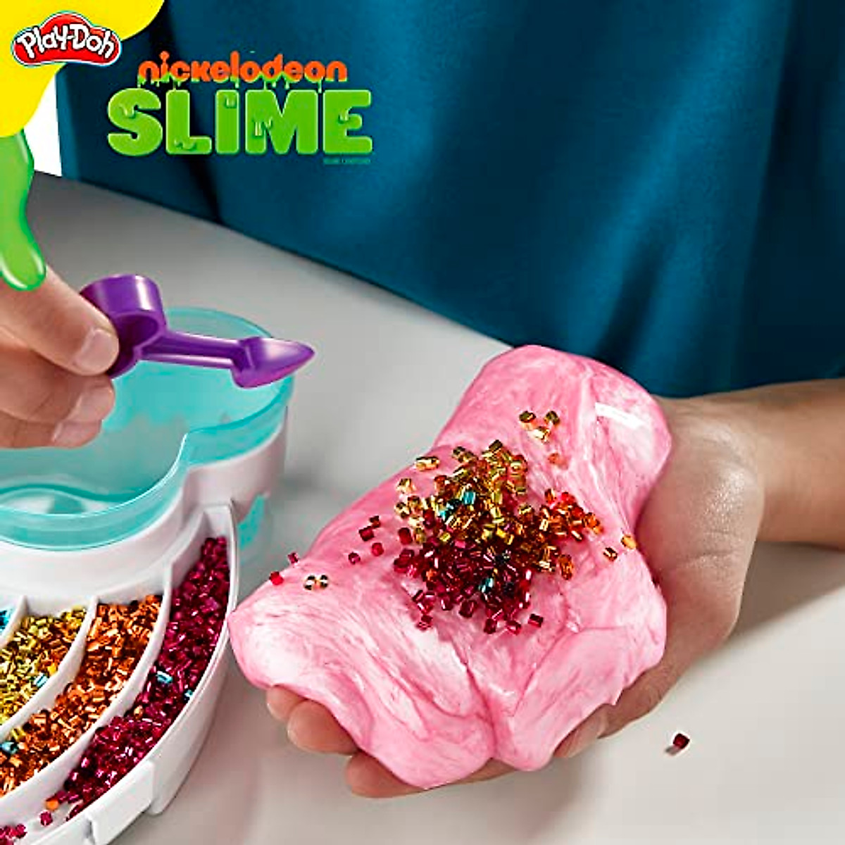Play-Doh Nickelodeon Slime Brand Compound Rainbow Mixing Set, Pre Made with Add-in Charms, Kids Arts & Crafts Kit, Preschool Sensory Toys, Ages 4+