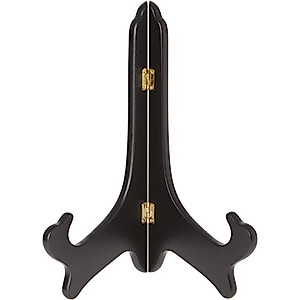 Bard's Hinged Black MDF Wood Plate Stand, 11" H x 8.5" W x 6" D (For 10" - 14" Plates)