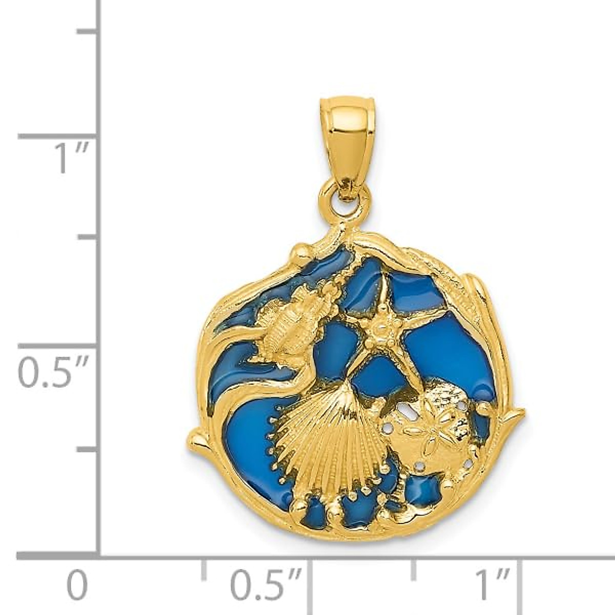 IceCarats 14K Yellow Gold Blue Shell Necklace Charm Pendant Acrylic Only