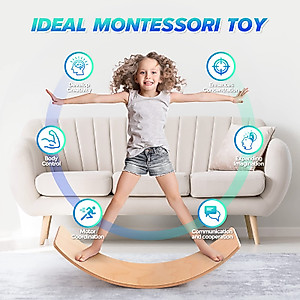 Wobble Balance Board, 37" Wooden Balance Board for Kids Toddlers & Adults - Quiet Felt & Non-Slip/ 13 Layers Thicker, Yoga Board for Classroom & Office Adult, Wooden Toys for Boys Girls Birthday Gifts