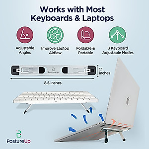 AQUUES Solutions ProRiser Self-Adhesive Non-Scratch Aluminum Laptop & Keyboard Stand for Desk, 1.75 & 3in Elevation, Adjustable Computer Stand, Laptop Riser – for Up to 20in Laptops and Keyboards