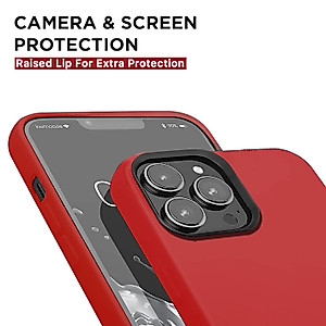 CG MOBILE Ferrari Phone Case for iPhone 14 Pro in Red with Black Camera Outline, Liquid Silicone Smooth & Anti-Scratch Protective Case with Easy Snap-on, Shock Absorption & Signature Logo
