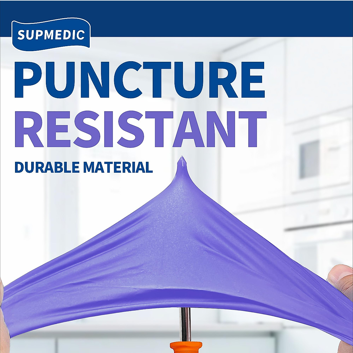 Supmedic Nitrile Exam Gloves, 3.5 Mil Powder-Free Food Safe Cleaning First Aid Disposable Medical Glove, Purple 100 Pcs (Medium)