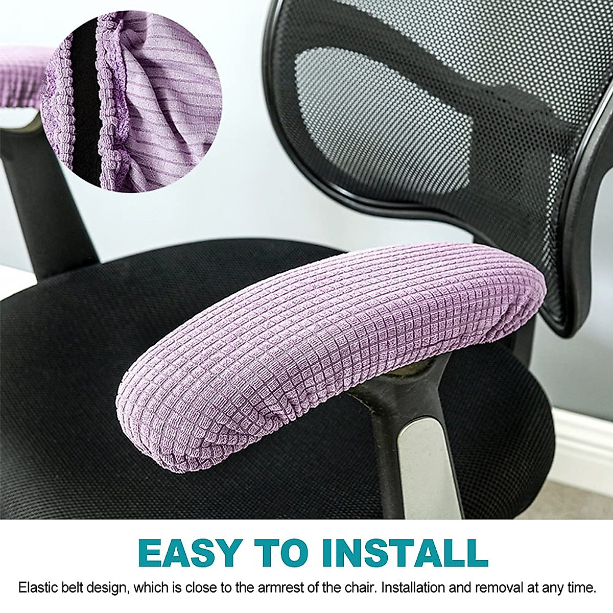 UMXOSM 1pair Office Chair Arm Pad Covers, Stretchable Washable Elastic Office Chair Armrest Slipcovers Covers(Navy Blue)