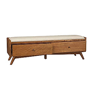 Alpine Furniture Flynn Mid Century Bench, 59" W x 15" D x 18.5" H, Acorn