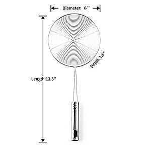 Versatile Stainless Steel Spider Strainer/Skimmer/Ladle for Cooking and Frying, Chirano Kitchen Gadgets Wire Strainer Pasta Strainer Spoon (6 Inch)