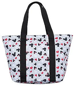 Disney Tote Mickey & Minnie Mouse Icon Print Zipper Travel Bag (Grey)