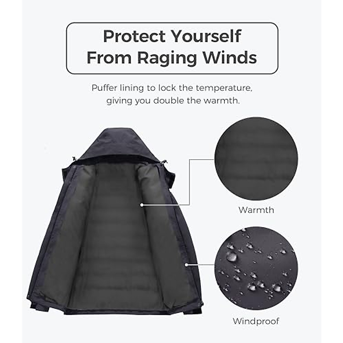 wantdo Women's Windproof Snowboard Jacket Waterproof Ski Coat Windbreaker Dark Gray XL