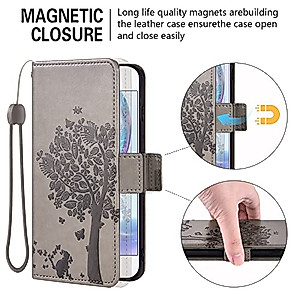 Asuwish Compatible with Xiaomi Redmi 5 Wallet Case and Tempered Glass Screen Protector Flip Purse Accessories Wrist Strap Credit Card Holder Stand Folio Cell Phone Cover for Redmi5 Women Men Gray