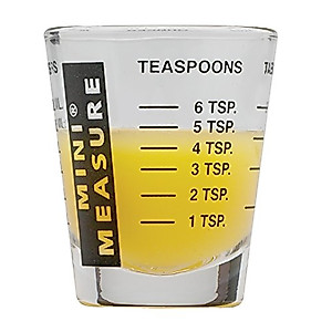 Kolder Mini Measure Heavy Glass, 20-Incremental Measurements Multi-Purpose Liquid and Dry Measuring Shot Glass, Black