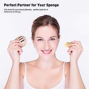BEZOX Makeup Sponge Holder, Breathable Beauty Sponge Holder for Travel, Cute Make Up Blender Silicone Case - Khaki