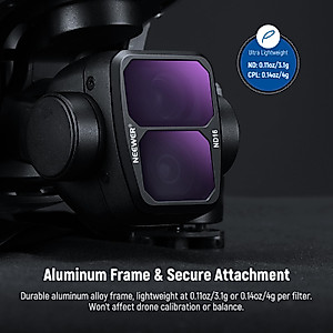 NEEWER ND CPL UV Filter Set Compatible with DJI Air 3, 6 Pack ND8 ND16 ND32 ND64 UV CPL Polarizer Neutral Density Filter Kit, Multi Coated HD Optical Glass/Secure Attach/Lightweight Frame