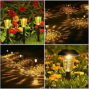 Gisanty Solar Pathway Lights, 12 Pack Solar Garden Lights，IP44 Solar Outdoor Waterproof Lights Cold White Light Auto ON/Off Solar Powered Landscape Lights Decoration for Patio，Walkway，Yard，Driveway
