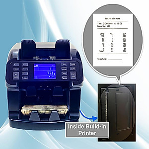Demotio Bank Grade Two Pocket Bill Sorter MA-900 Non-Stop Bill Counter Multi-Currency Highly Reliable Counterfeit Detection and Value Counting with Built-in Printer