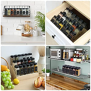 CUCUMI 18pcs Spice Jars with Labels, 4oz Empty Square Spice Bottles with Shaker Lids, Black Airtight Metal Caps, Collapsible Funnel, Chalk Pen, Seasoning Containers for Spice Rack, Drawer, Cabinet
