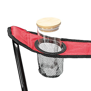 Vasitelan Outdoor Folding Camping Chair with Lumbar Back Support, Outdoor Lawn Chairs Arm Chair with Bag, Cup Holder (Red)