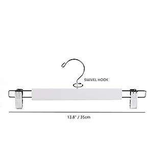 Better to U White Wooden Pants Skirt Jeans Hangers, Wood Bottom Hanger with Adjustable Clips (White 20pcs