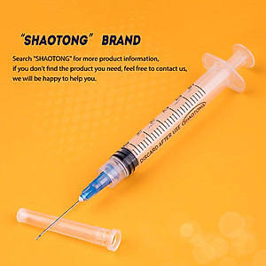 SHAOTONG 3mL Syringe with 23 Gauge 1 Inch Dispensing Needle, Lab Disposable Sample Injection Syringes for Measurement Liquid, Refilling Inks, Oil or Glue Applicator, 20 Pack