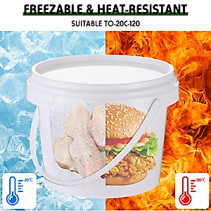 Mifoci 50 Pcs 16 oz Round Plastic Bucket with Lids and Handle Reusable Ice Cream Containers Small White Bucket Plastic Tub Freezer Airtight Food Storage Containers for Kitchen Drinks Home