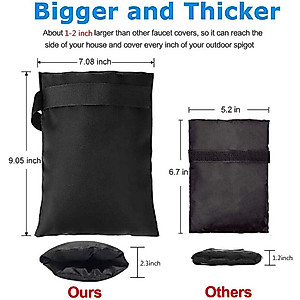 Outdoor Faucet Cover for Winter - Pro 7.1"W x 10.6"H Outdoor Water Faucet Cover Socks for Winter Freeze Protection Pipe Insulation Reusable Waterproof Insulated Spigot backflow Cover,Black