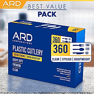 Ard Wholesale 360 Count Cutlery Combo Box | Clear Extra Strong Extra Resistant | 180 Forks, 120 Spoons, And 60 Knives