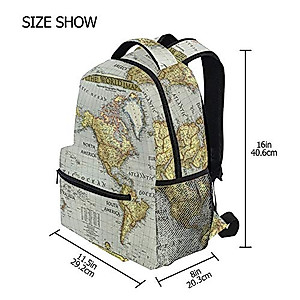 Nander Backpack Travel World Map Painting School Bookbags Shoulder Laptop Daypack College Bag for Womens Mens Boys Girls