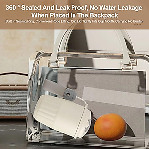 Dlunsen Travel Cup Insulated Coffee Thermal Cup, 14oz Upgraded Double Walled Water Glasses, Vacuum Insulation Stainless Steel with Leak-Proof Lid Tumbler Mug, Reusable Cup for Coffee, White