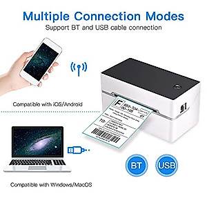 ZSEDP HighSpeed Desktop Shipping Label Printer USB + BT Direct Thermal Printer Label Maker Sticker for Shipping Labels Printing (Color : USB)