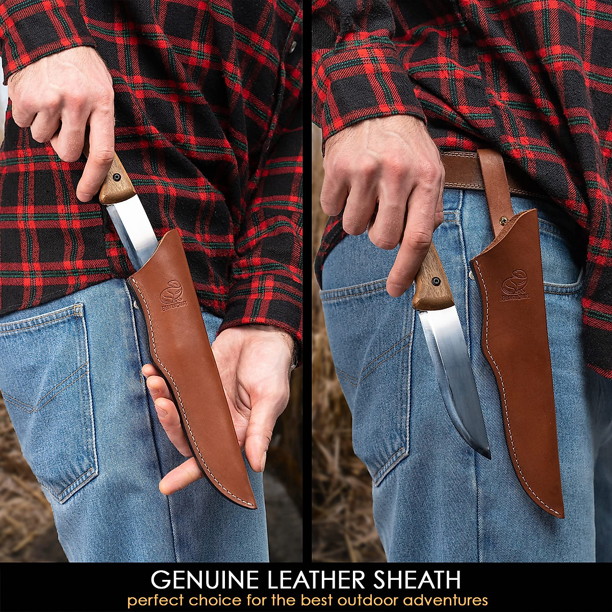 BeaverCraft Bushcraft Knife BSH1 Fixed Blade Knife with Sheath P03 Stropping Set of 3 Polishing Compound Buffing Compound