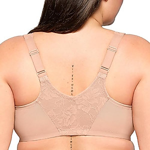 Glamorise Full Figure Plus Size Lacey T-Back Front-Closure Wonderwire Bra Underwire #9246 Cappuccino