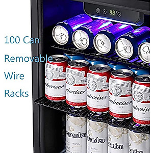Antarctic Star Beverage Refrigerator -120 Can Mini Fridge for Soda Beer or wine, Small Drink Dispenser, For Office or Bar with Adjustable Removable Shelves, Black, 3.2 Cu.Ft.