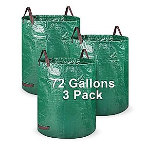 Garden Waste Bag, LAMA [3Pack 72 Gallons] Reusable Garden Bags Heavy Duty Gardening Bags, Leaf Yard Waste Container Bag with 4 Handles for Gardening Lawn Pool Waste Bin