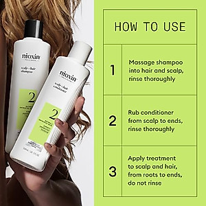 Nioxin System Kit 2 + Thickening Spray, For Natural Hair with Progressed Thinning, Full Size (3 Month Supply)