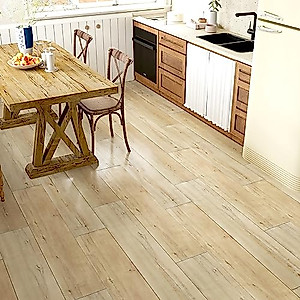 STICKEEP 6 x 36 in Floor Tile Peel and Stick Flooring Self Adheisve Wood Peel and Stick Floor Tile Bathroom Vinyl Floor Tiles Removable Vinyl Flooring Planks for Laundry Room Kitchen Stairs 4 PCS