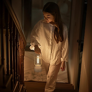 ArtiN-X Retro Cordless Lantern Table Lamp, 40 Hours Long Lasting Dimming Night Light, Small Rechargeable Battery Operated Light for Cruise Nightstand Travel Camping Nightstand, Decoration, Gift- White