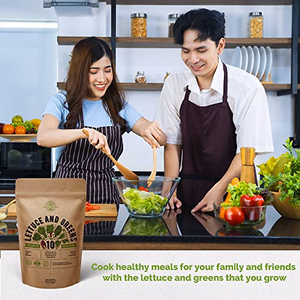 10 Lettuce & Salad Greens Seeds Variety Pack 4800+ Non-GMO Heirloom Lettuce Seeds for Planting Indoors & Outdoors Garden, Hydroponics - Arugula, Radicchio, Kale, Spinach, Swiss Chard, Lettuce & More