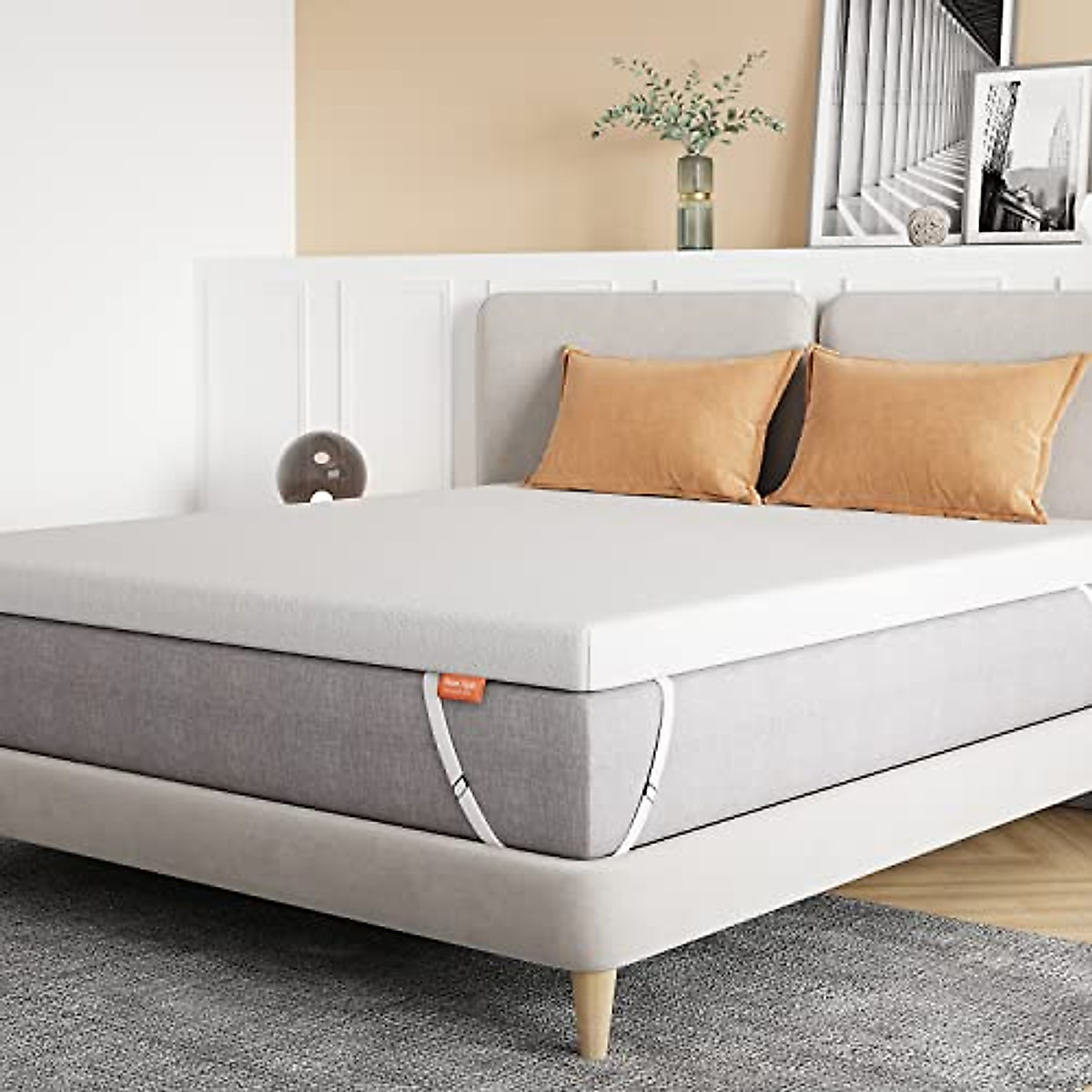 Sweetnight 4 Inch California King Mattress Topper, High Density Memory Foam Mattress Topper for Enhanced Support, Medium Firm Mattress Topper with Non-Slip Design, Cal King Size