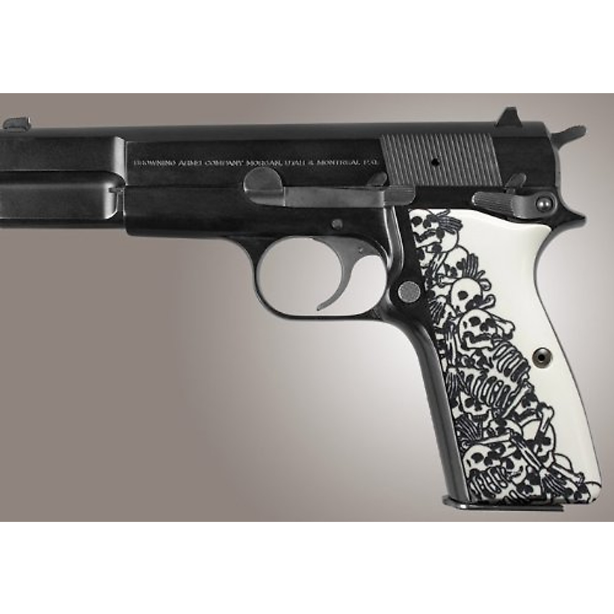 HOGUE 09032 Browning Hi-Power Scrimshaw Ivory Polymer Grip Panels, Boneyard