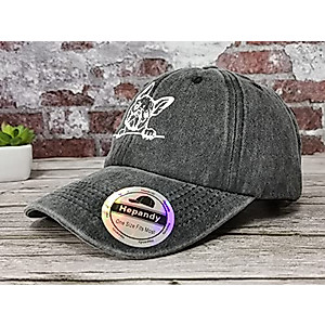 Hepandy French Bulldog Dog Hat for Women Men, Washed Black Embroidered Baseball Cap, Outdoor Travel Snapback Adjustable Dad Hat