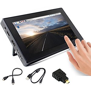 7inch HDMI LCD (H) (with case) Capacitive Touch Screen 1024x600 IPS Display Monitor with Toughened Glass Cover Support All Raspberry Pi 4B/3B+/3B/2B/Zero/Jetson Nano/Banana Pi/Windows 10/8/7