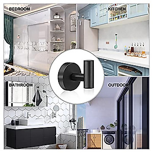 TUTURUA Matte Black Wall Towel Hooks, Heavy Duty Door Hanger Bathroom Hooks Stainless Steel Towel Hooks Bathroom Coat Hook for Bedroom, Bathroom, Kitchen, Living Room, Cabinet, Door (2 Packs)