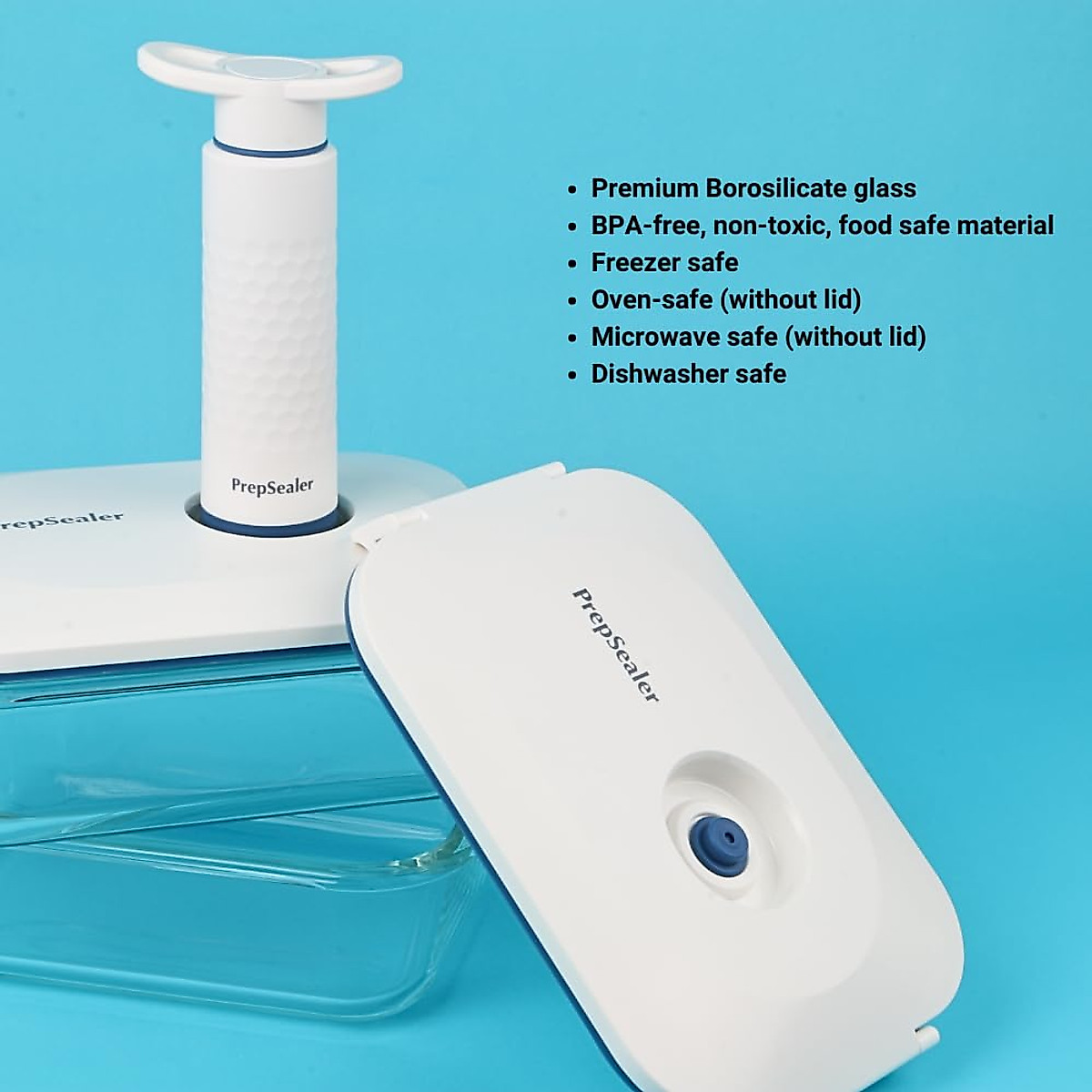 PrepSealer Everyday keep fresh, Meal prep, Borosilicate glass vacuum container starter kit - 8PC