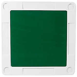 Flash Furniture Silas 34.5" Square 4-Player Folding Card Game Table with Green Playing Surface and Cup Holders, Granite White