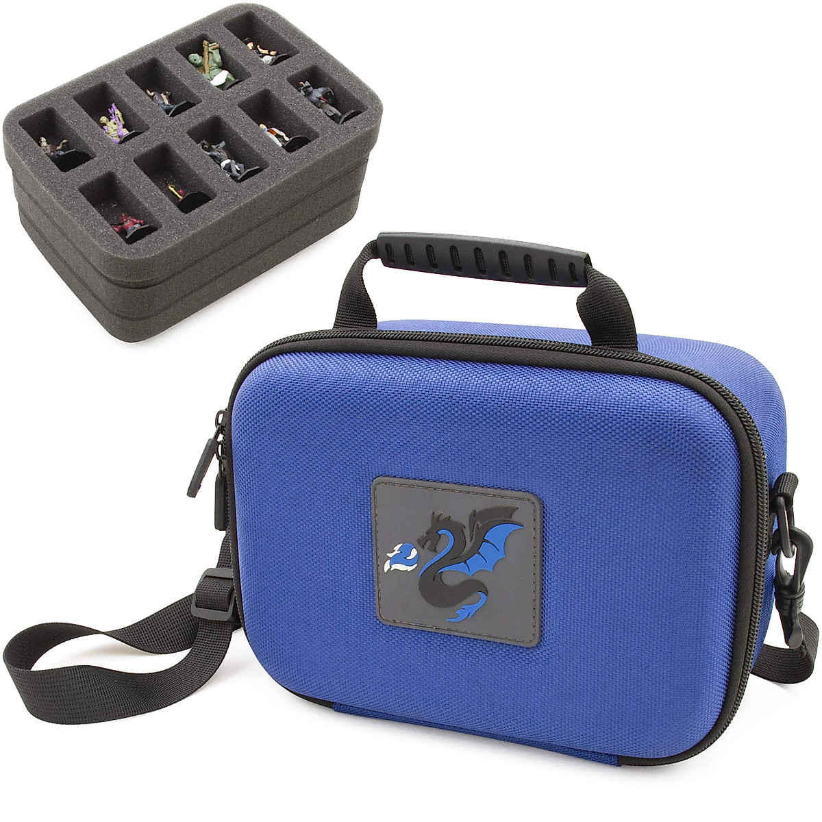 CASEMATIX Miniature Storage Hard Shell Figure Case - 30 Slot Figurine Minature Carrying Case with Adjustable Strap and Accessory Storage Compatible with Warhammer 40k, DnD and More!