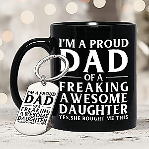 Dad Birthday Gifts From Daughter Dad Gifts From Kids 11oz Best Dad Coffee Mug Happy Bday Christmas Holiday Presents For Father Dad In Law Bonus Dad Step Dad Men Black Cup Gift Set With Keychain