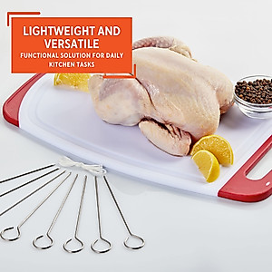 Mirro 16x10" Plastic Cutting Board with Silicone Covering, White/Red