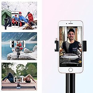 Ruittos Metal Phone Tripod Mount with Remote, Smartphone Tripod Holder and Bluetooth Camera ShutterCell Phone Clip with Hot-Shoe Mount, Compatible with iPhone 13 Pro Max 12 11 X 8 7 Samsung LG Huawei