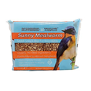 Songbird Treats Sunny Mealworm Seed Bar | 1.6 lb Wild Bird Seed Cake (Sunny Mealworm)