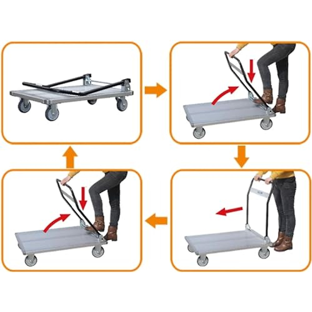 Platform Truck Flat Handtruck Aluminium Platform Truck Load 330-440 Lbs Folding Push Cart Metal Moving Dolly Cart Portable Flatbed Cart Reliable