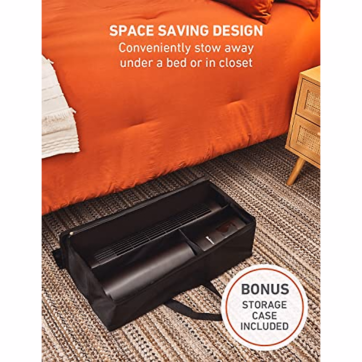 HOLMES STACK-N-CONNECT 45" Digital Tower Fan, ClearRead Display, Bonus Storage Bag, 90° Oscillation, 4 Speeds, 4 Modes, 8-Hour Timer, Home, Ideal for Bedroom or Office, Remote Control, Matte Black